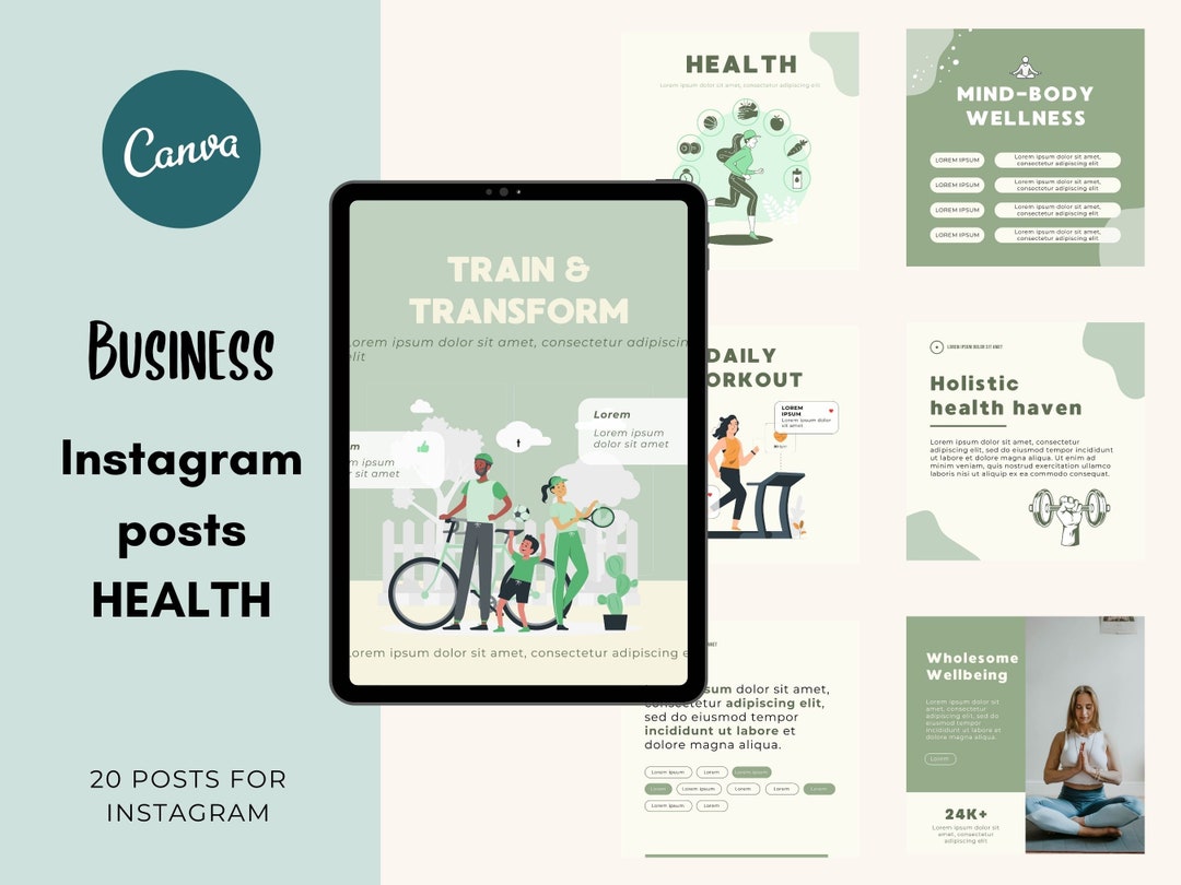 Customizable Health Instagram Post Templates - 20 Canva Designs - Etsy