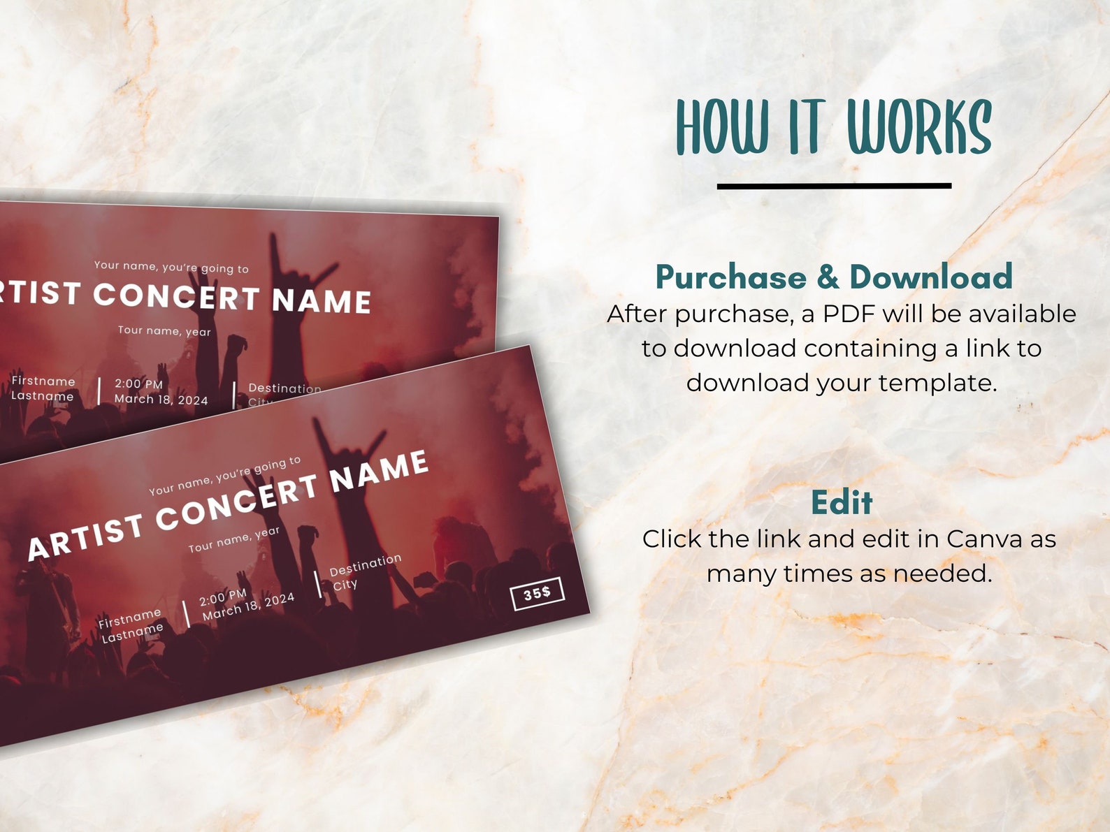 Customizable Concert Ticket Template Red | Editable Canva Design ...