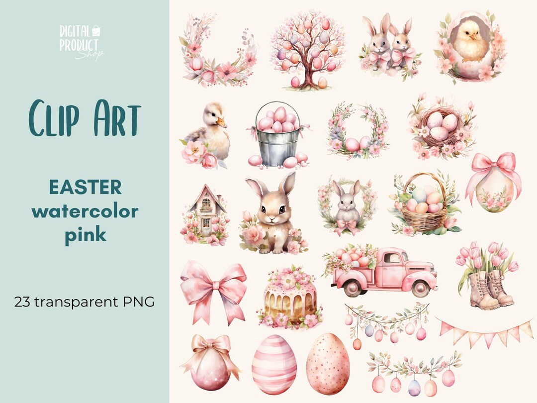 Clipart Easter Watercolor Pink - Clipart PNG Images - Easter Bunnies ...
