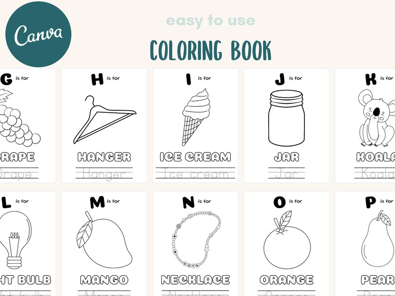 ABC Coloring Book: Fruits, Animals & Everyday Objects | Educational ...