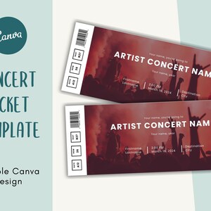 Customizable Concert Ticket Template Red | Editable Canva Design ...