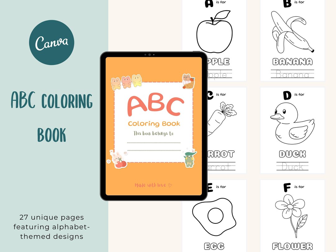 ABC Coloring Book: Fruits, Animals & Everyday Objects | Educational ...