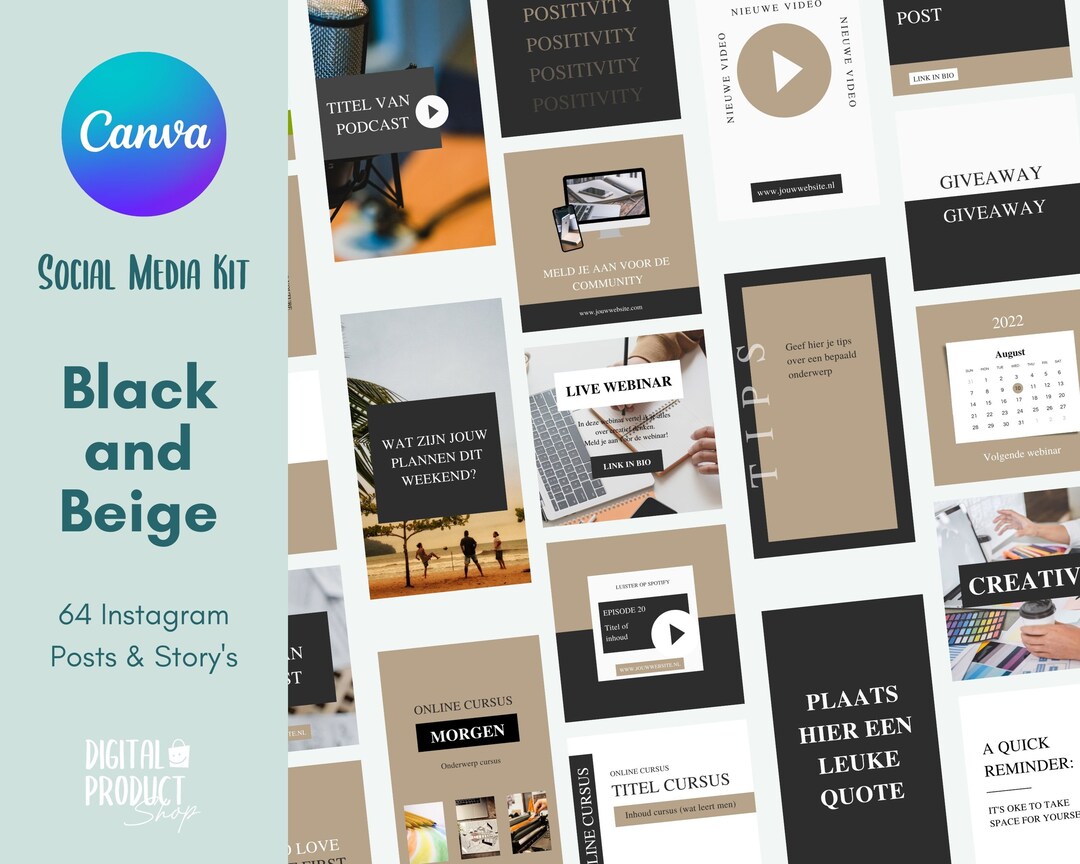 Editable Social Media Kit Instagram Post and Story Canva Template ...