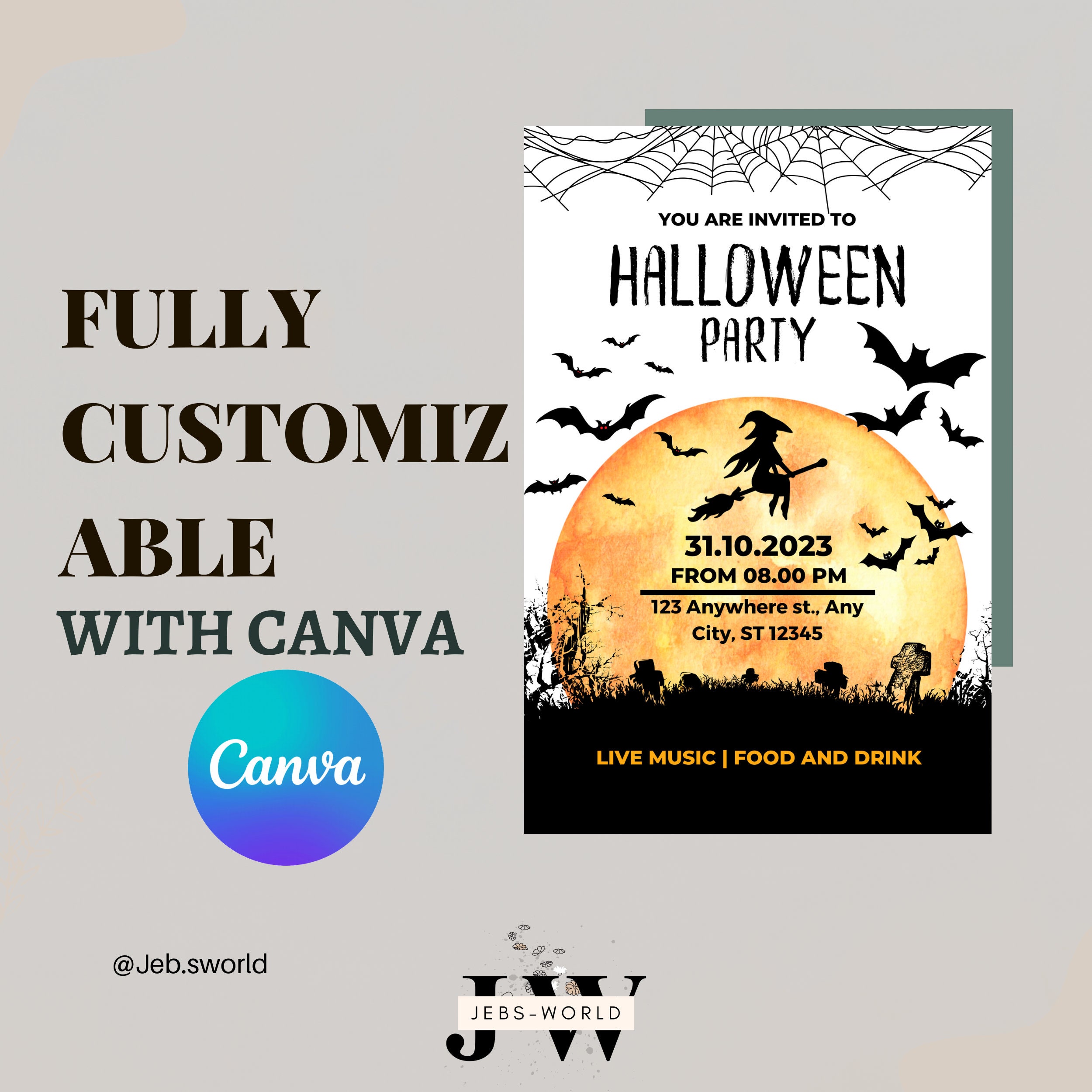 Editable Halloween Party Invitation Template 2023 Canva, 5 X 7 ...