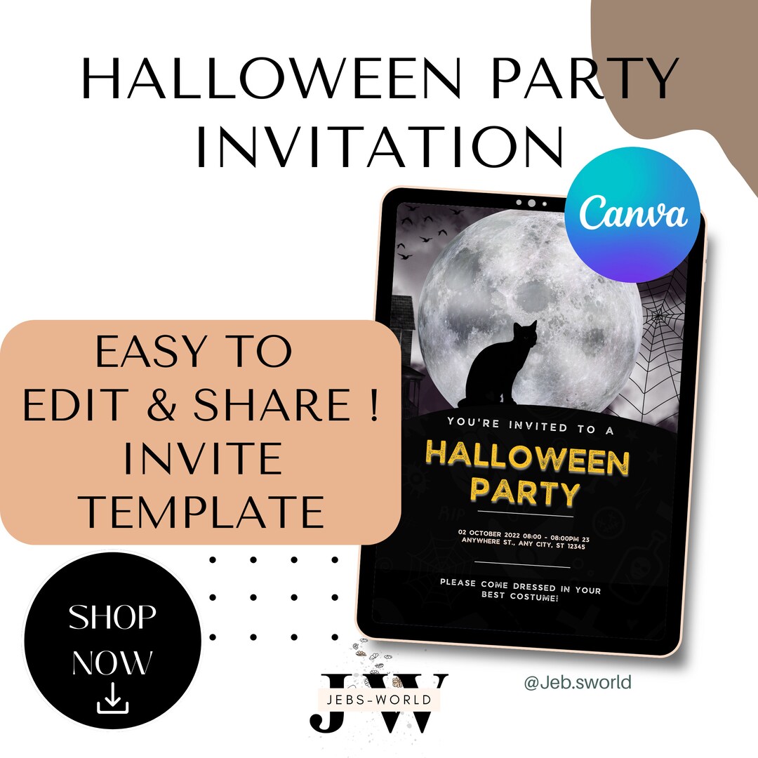 Editable Halloween Party Invitation Template 2023 Canva, Halloween ...