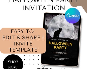 Editable Halloween Party Invitation Template 2023 Canva, Halloween ...