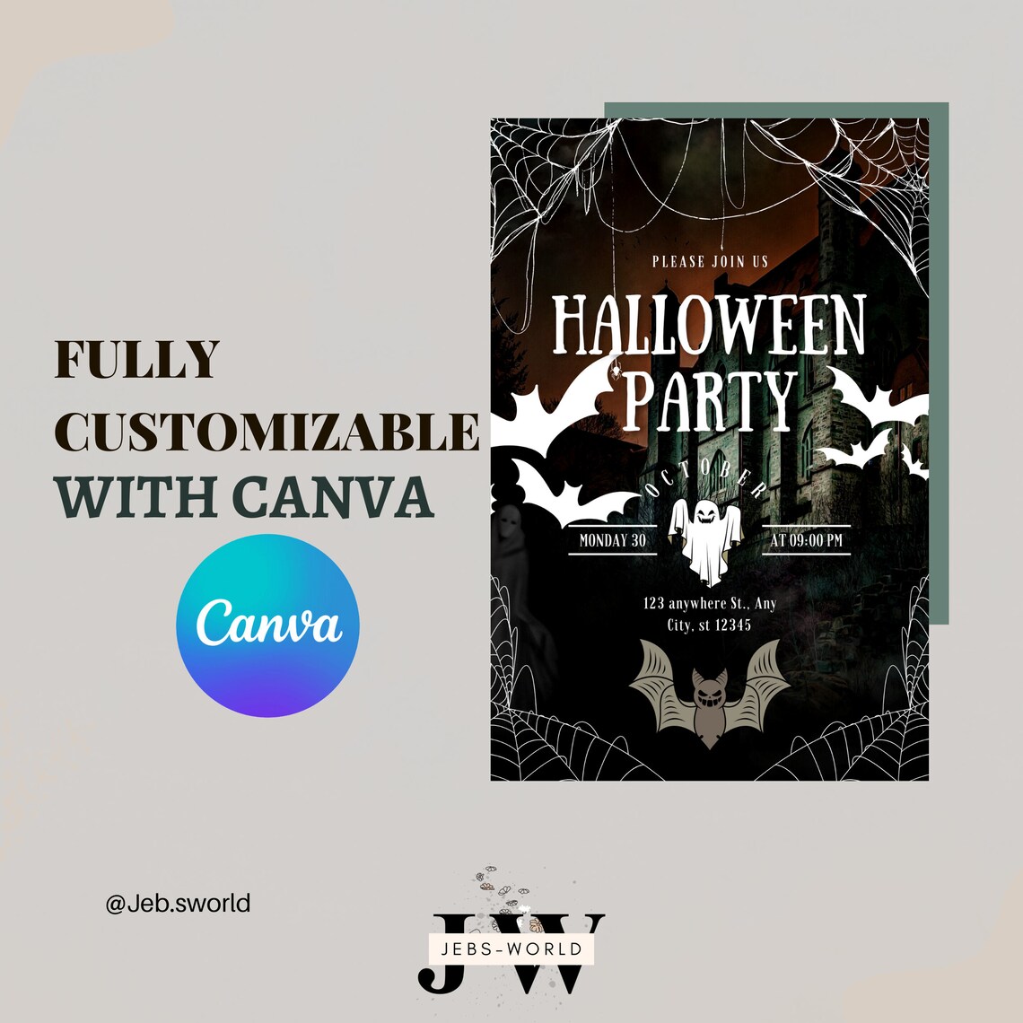 Editable Halloween Party Invitation Template 2023 Canva, Halloween ...