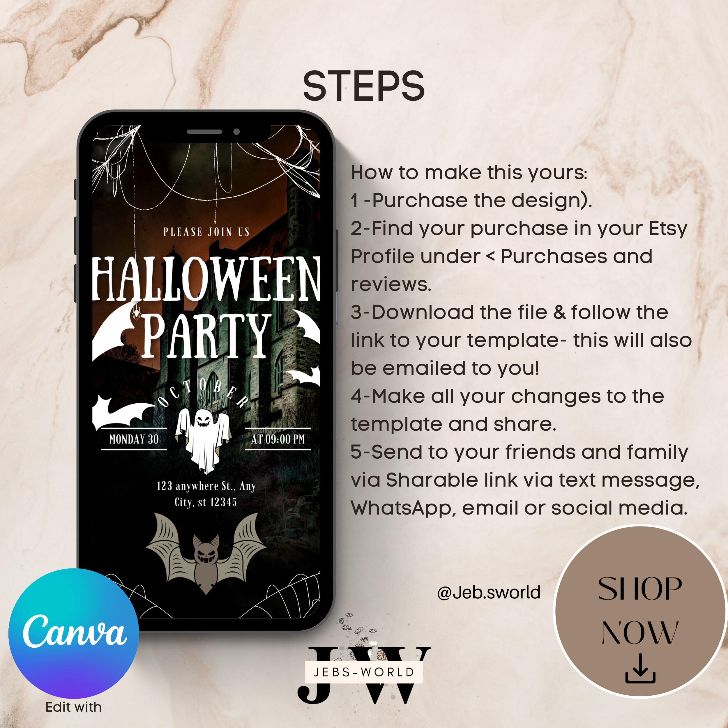 Editable Halloween Party Invitation Template 2023 Canva, Halloween ...