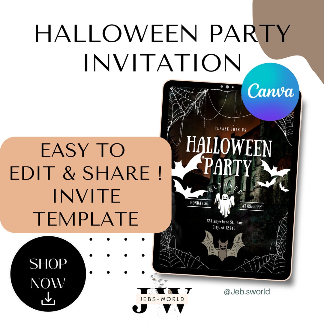 Editable Halloween Party Invitation Template 2023 Canva, Halloween ...