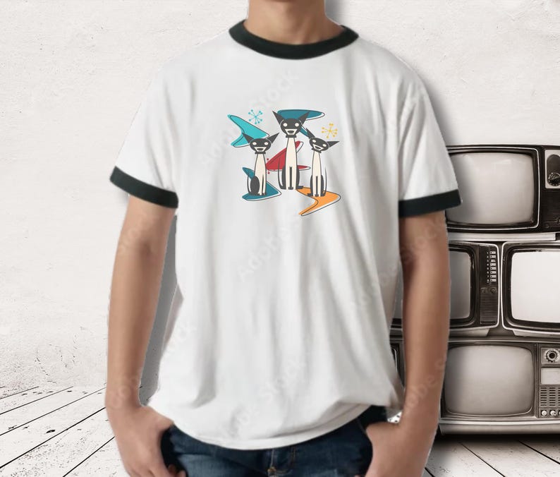Atomic Dogs Design, Retro Ringer Tee, MCM Vintage Style Shirt, 90s ...