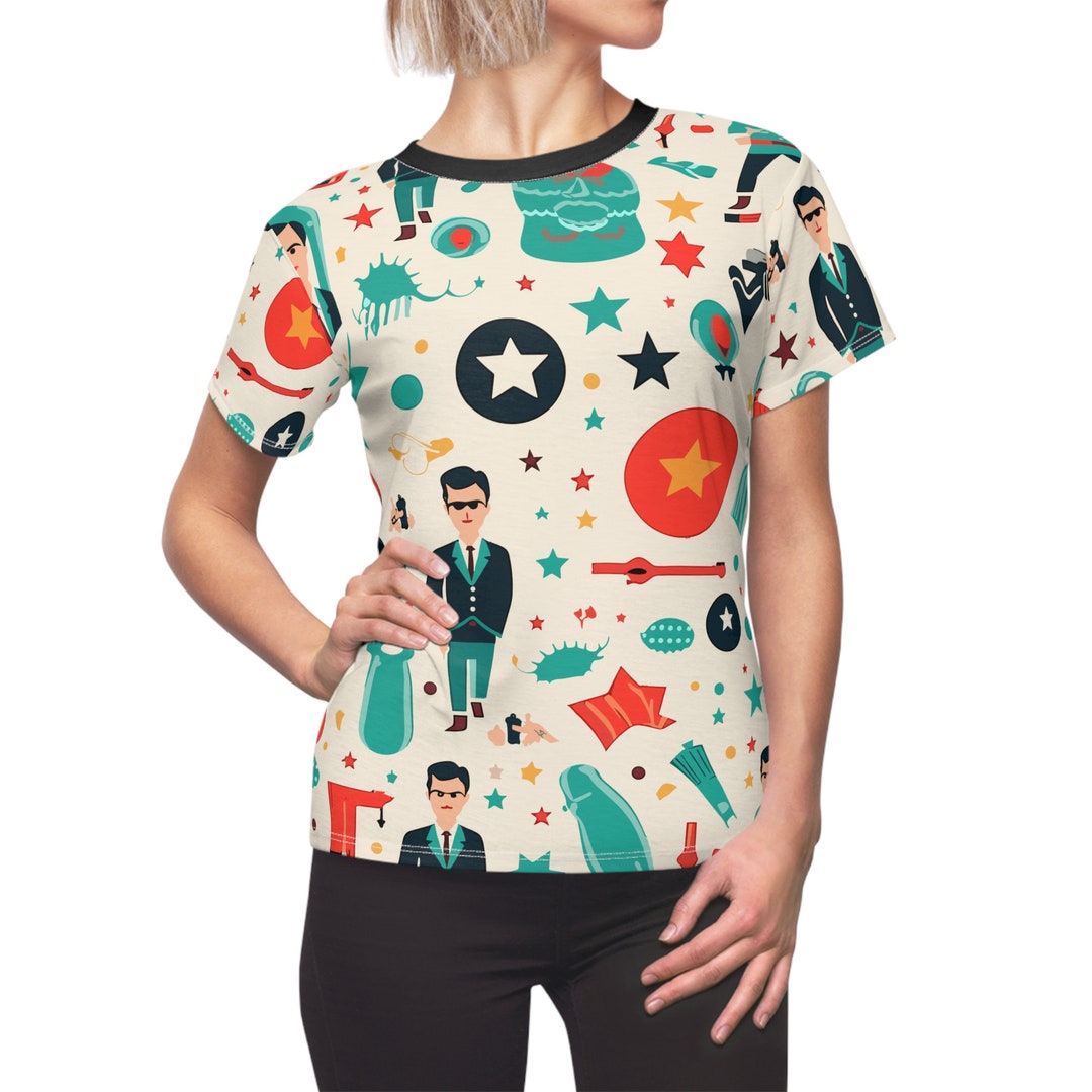 Vintage-inspired Spy Gadget Pattern Top: Retro 1950s 1960s Style for ...