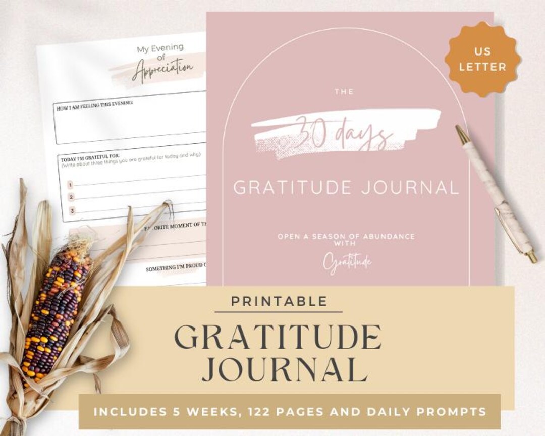 Printable Gratitude Journal, 5 Weeks of Daily Prompts, US Letter Format ...