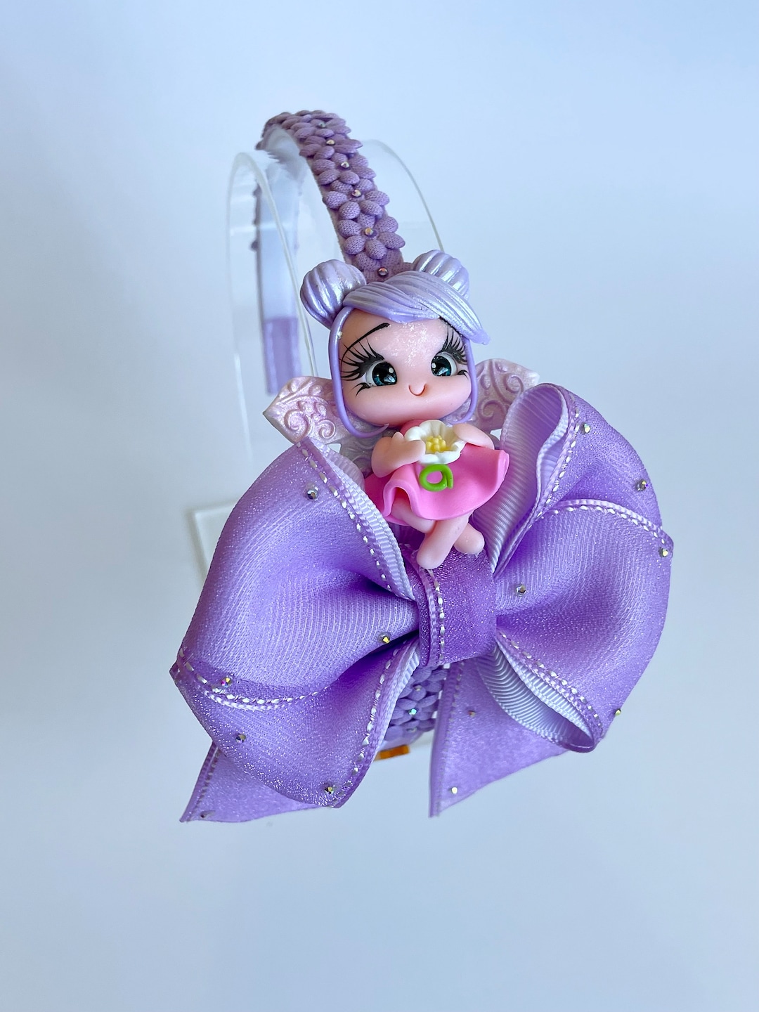 Fairy Headband Fairy Bows Purple Headband Flowers Bows Flower Headband ...