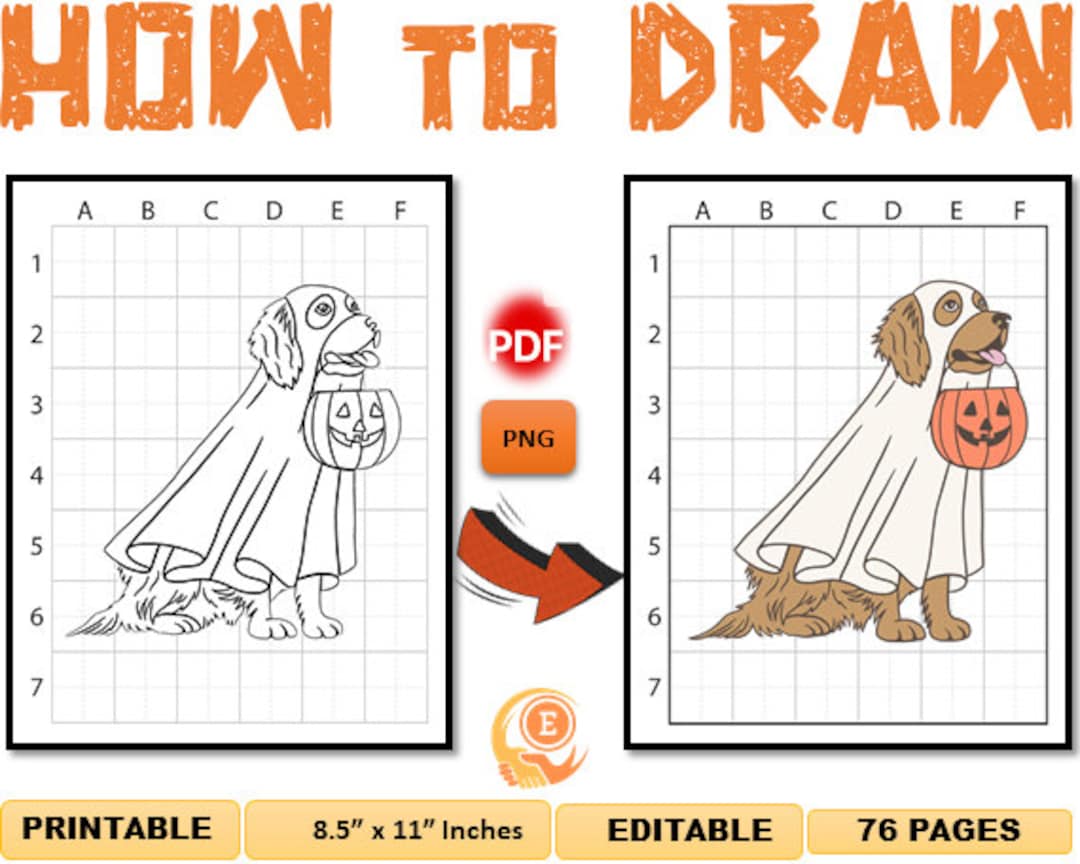 How to Draw Ghost Dog Halloween Coloring Coloring Fun for - Etsy