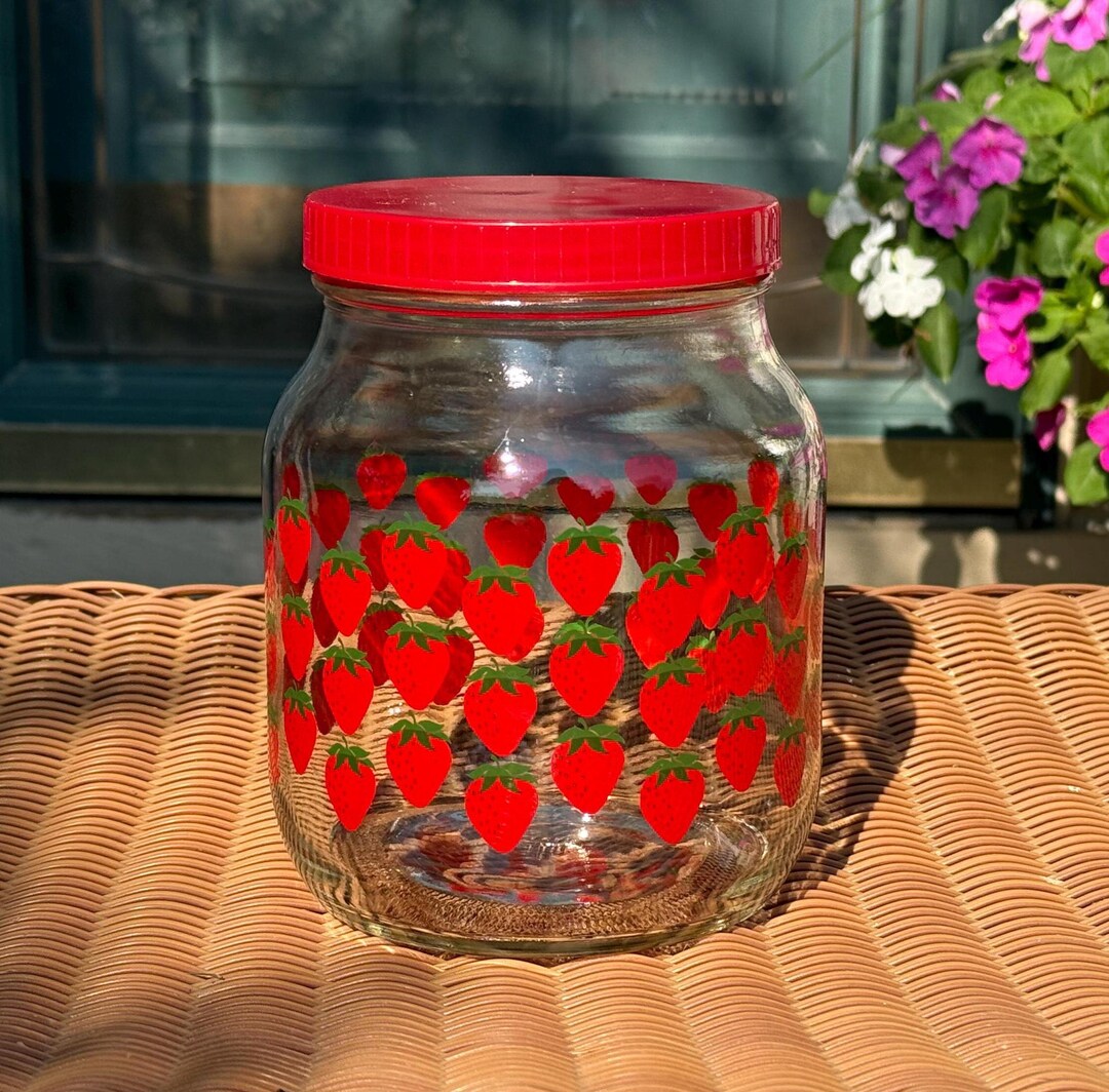 Vintage 70's Wheaton Glass Strawberries Jar - Etsy