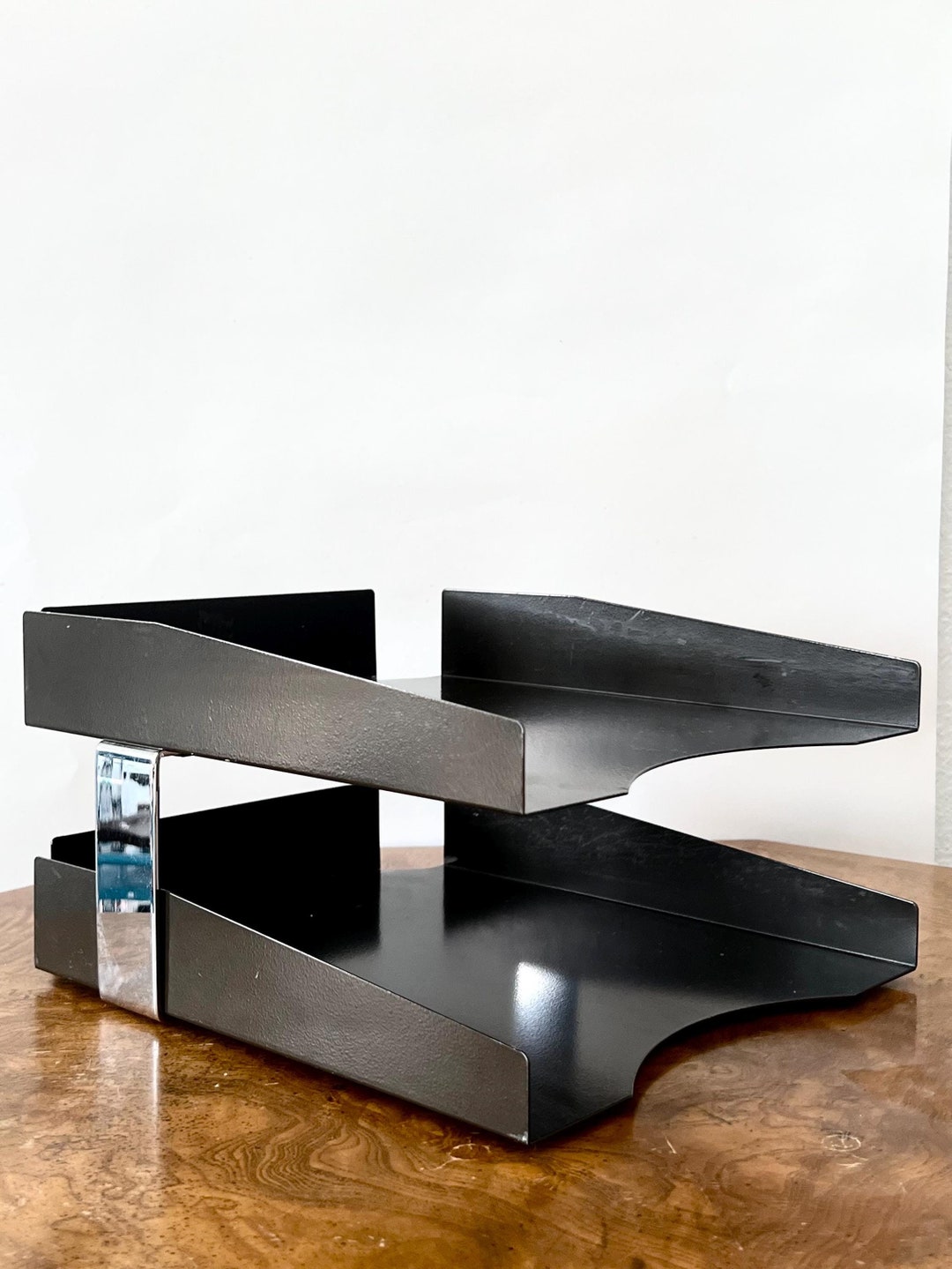 Vintage MCM Metal in and Out Paper Tray, Two Tier, Metal and Chrome - Etsy