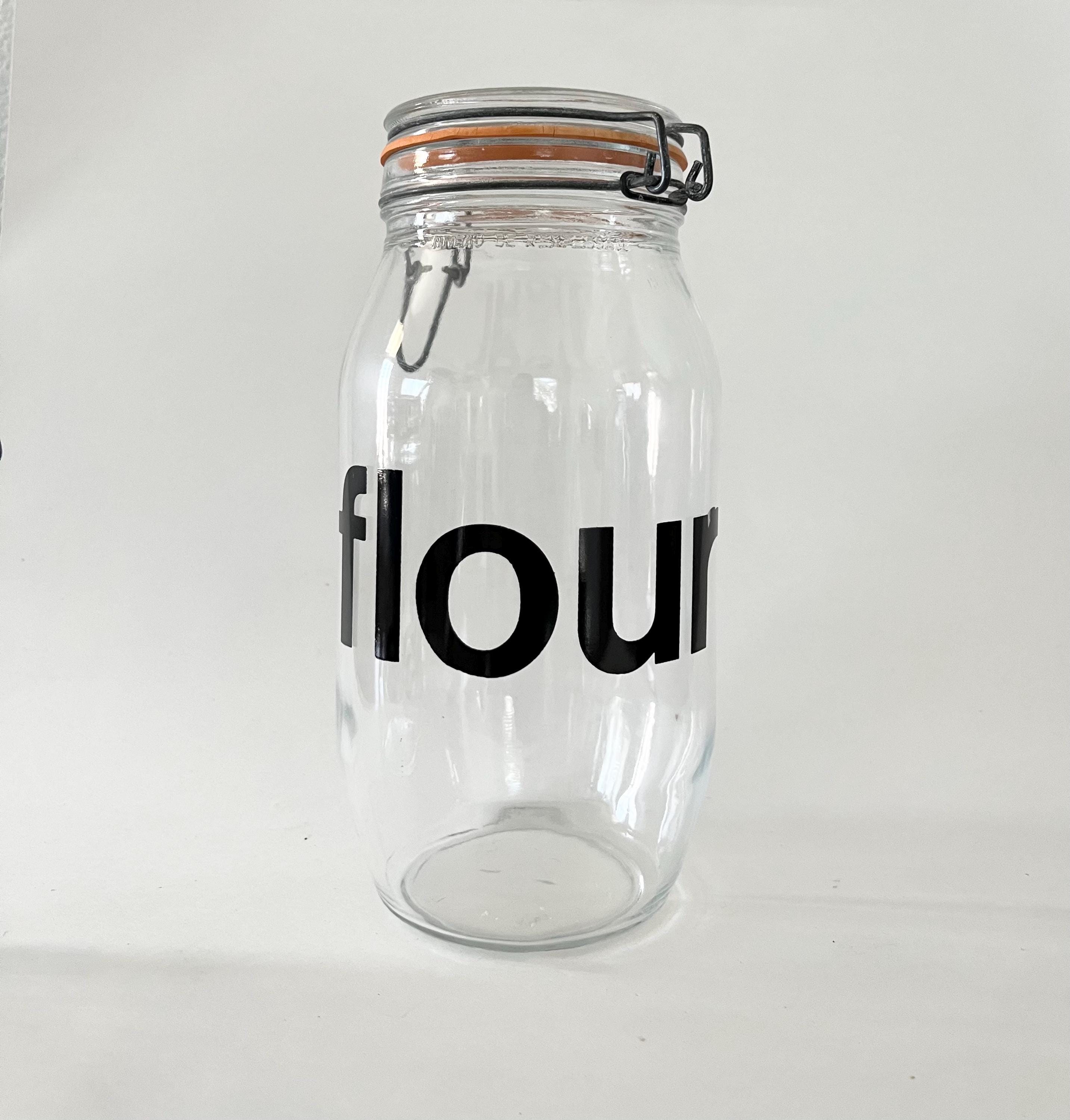 Vtg 70s 80s Triomphe Mod Clear Glass Kitchen Tea Jar Canister Container ...