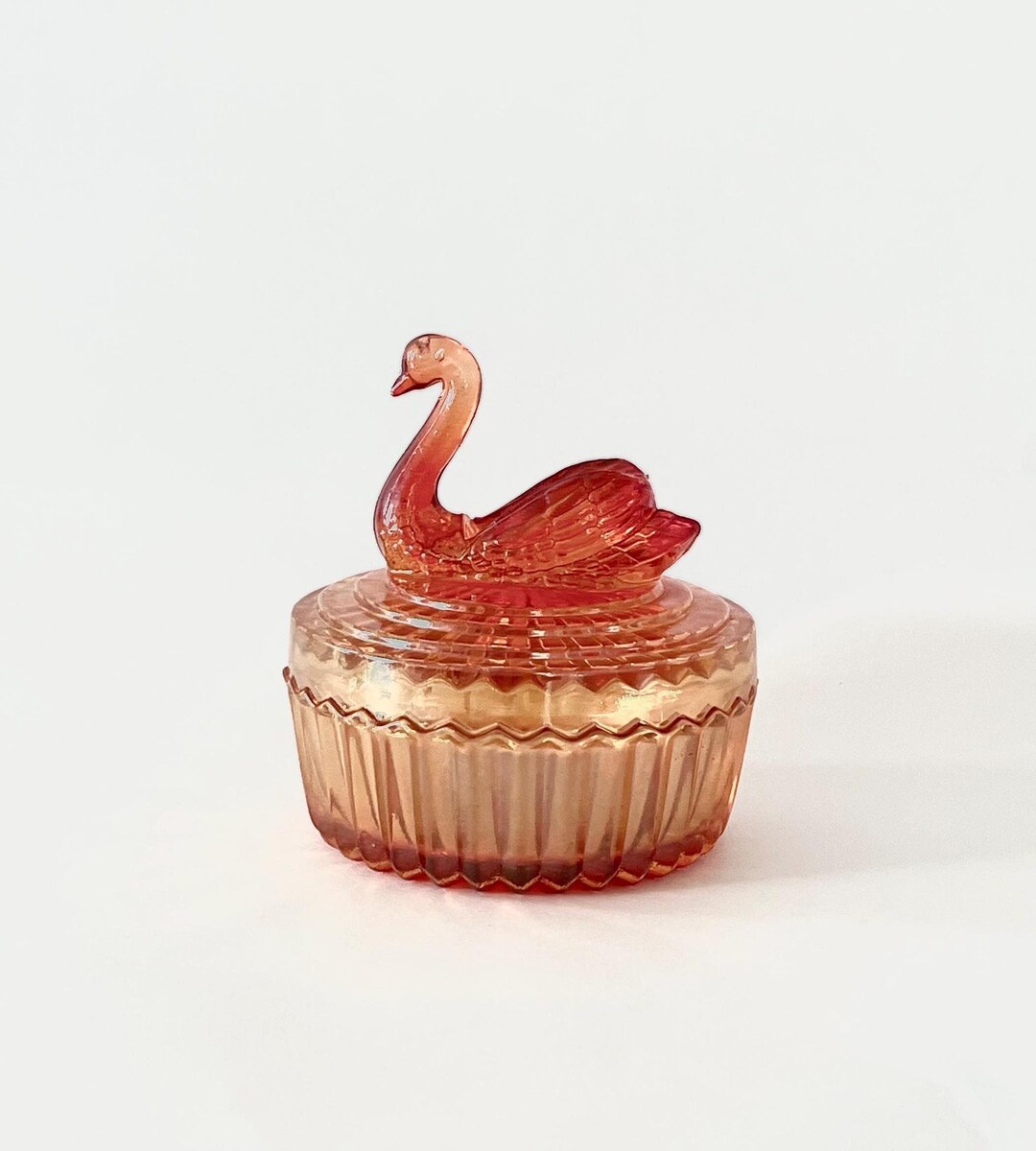 Vintage Swan Dish Jeanette Amberina Glass Powder Dish, Vintage ...