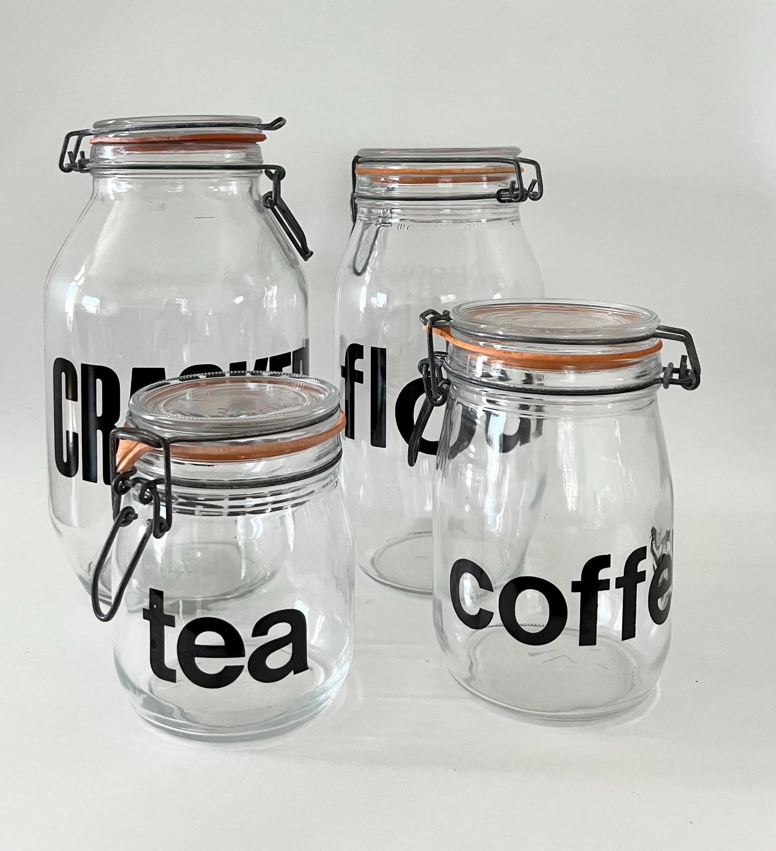 Vtg 70s 80s Triomphe Mod Clear Glass Kitchen Tea Jar Canister Container ...