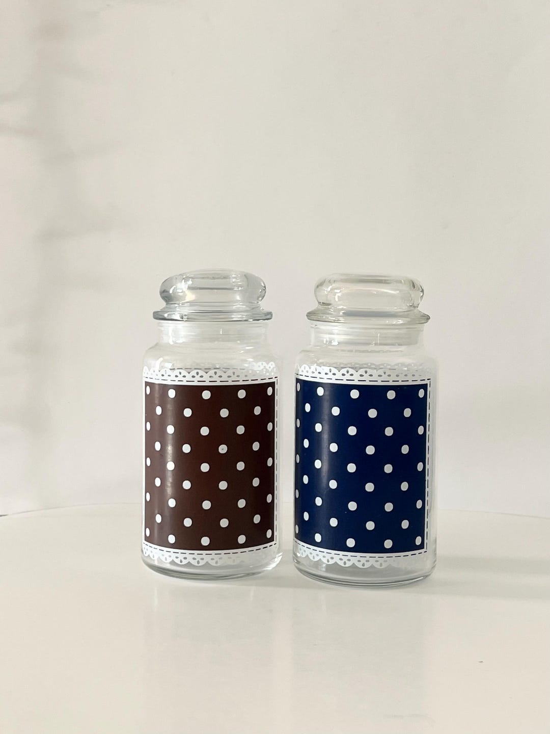 Vintage Anchor Hocking, Ruffles and Dots Pattern, Two Glass Canisters ...