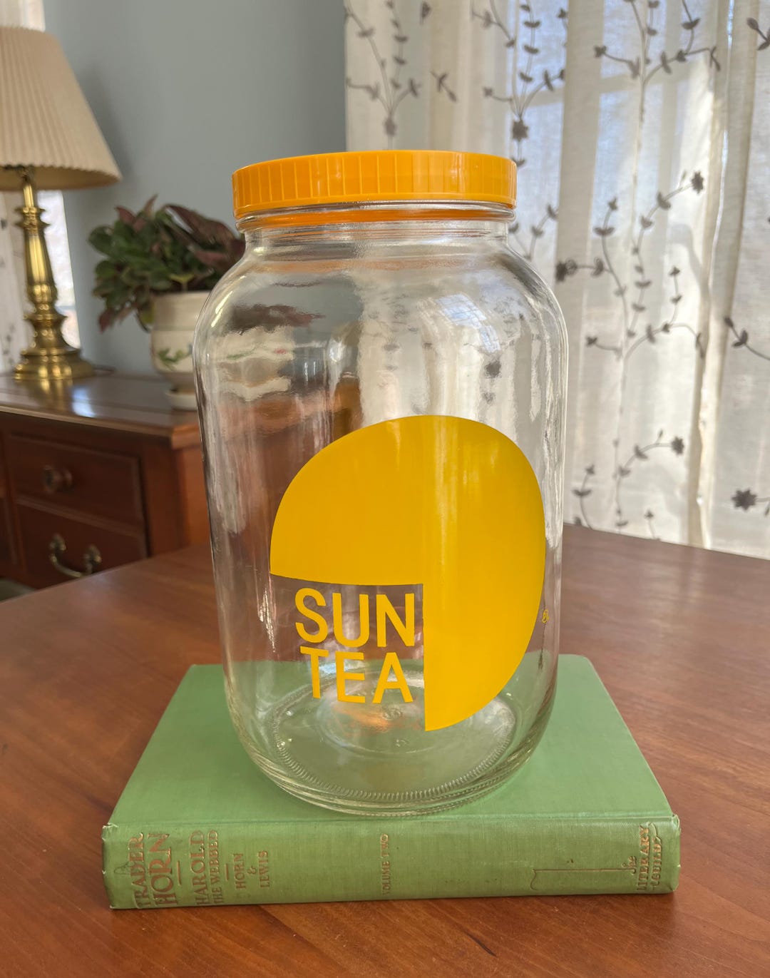 Vintage 70's Boho Glass Sun Tea Jar - Etsy