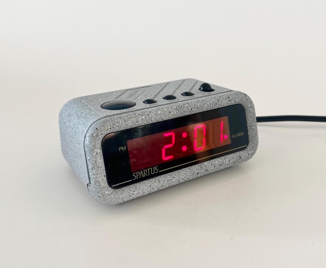 Vintage 80's Spartus Alarm Clock, Gray Speckled - Etsy