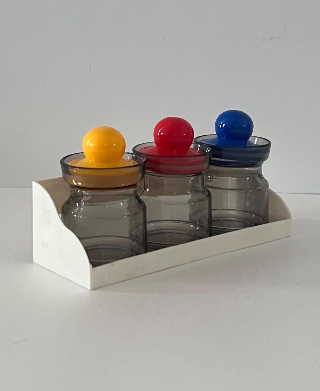 Vintage Primary Colors Storage Plastic Jars, Vintage Holiday Gifts - Etsy