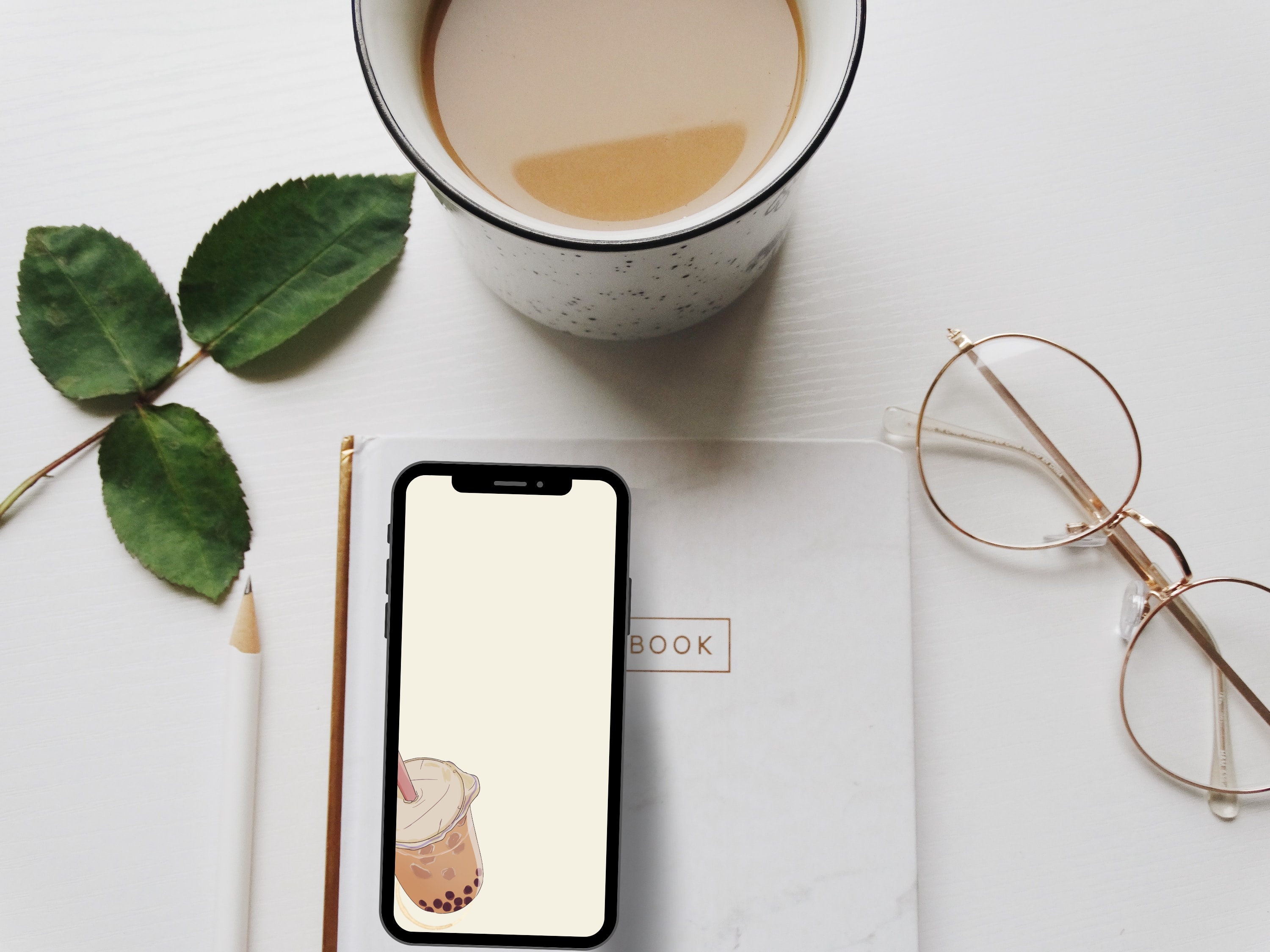 Boba Tea Home Screen | Studying at a Coffee Shop Phone Wallpaper ...