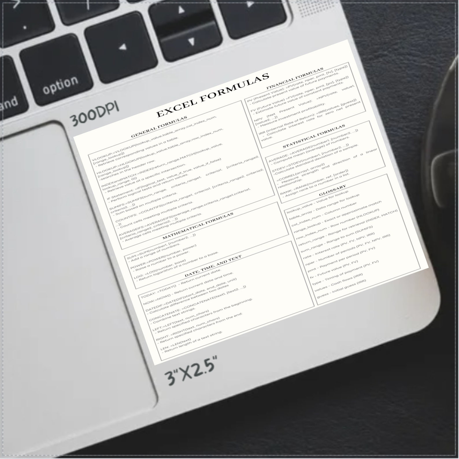 Excel Functions Excel Cheat Sheet Excel for Windows and Mac Digital and ...