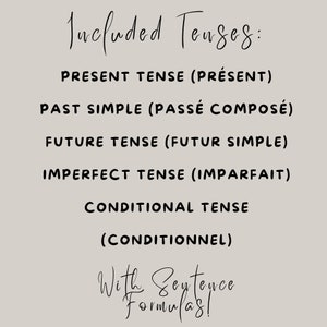 French Verb Cheat Sheet: Basic Tenses Study Guide (digital Download) - Etsy