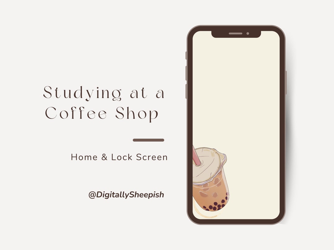 Boba Tea Home Screen | Studying at a Coffee Shop Phone Wallpaper ...