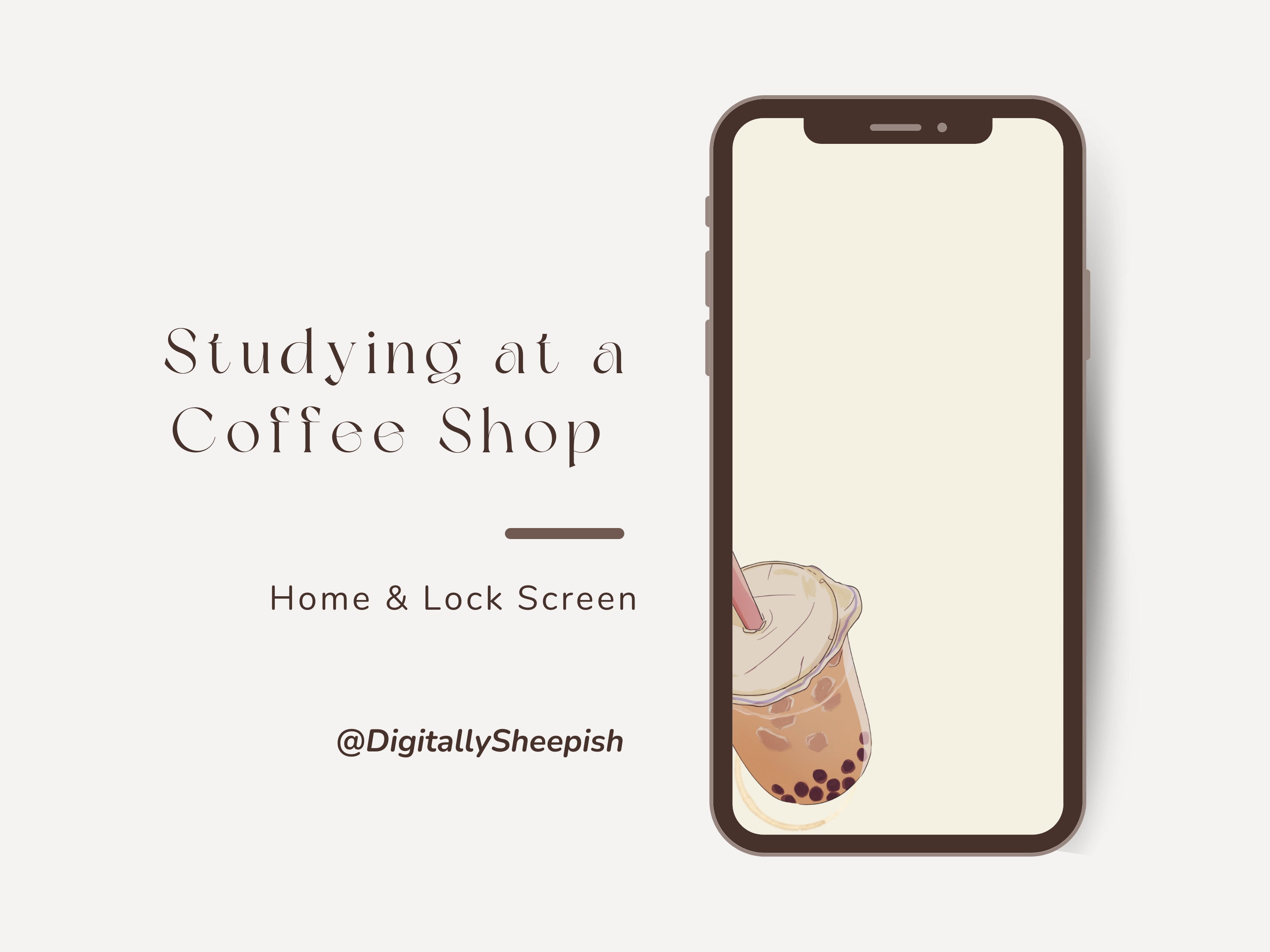 Boba Tea Home Screen | Studying at a Coffee Shop Phone Wallpaper ...