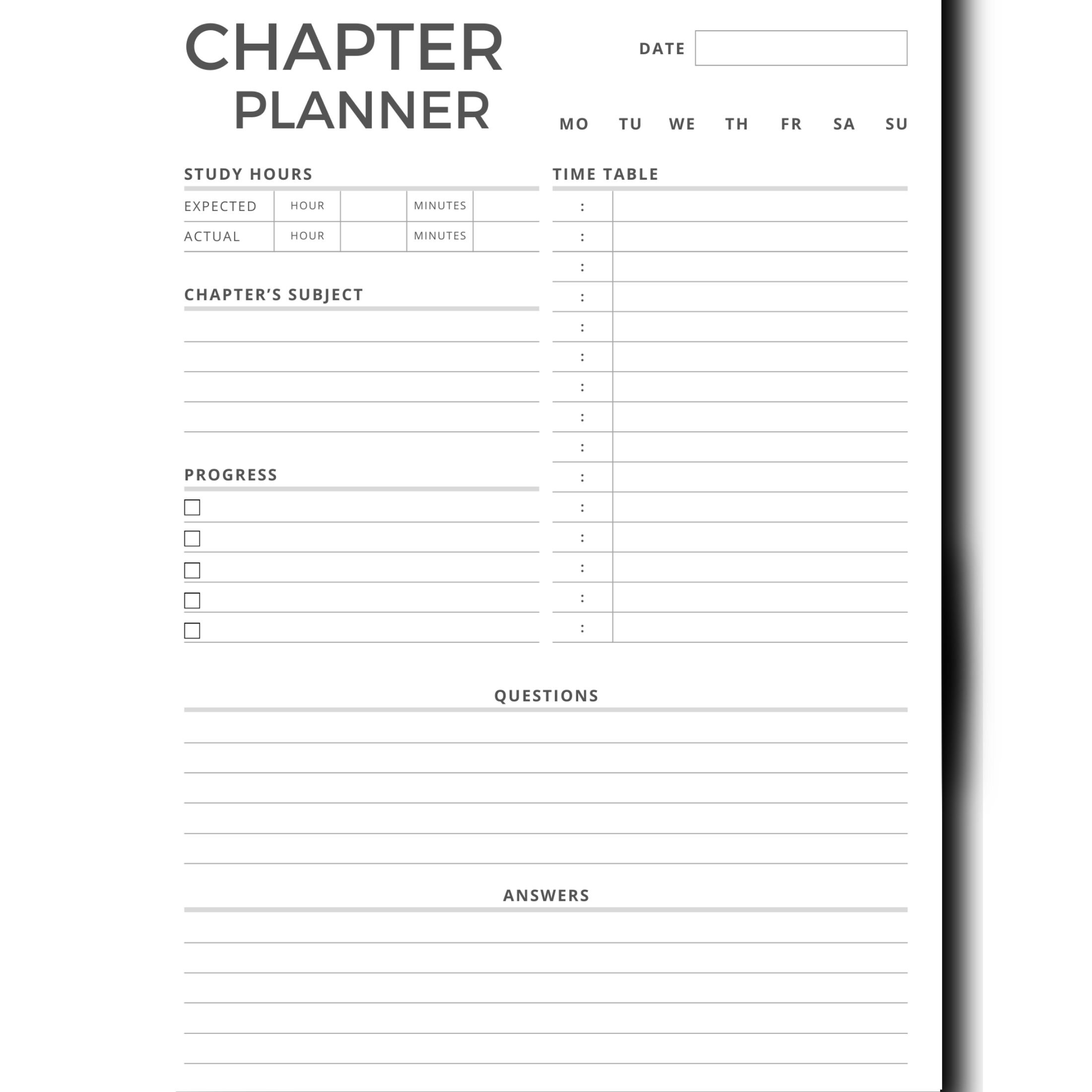 Chapter Summary Templates: Study Planner, Review, Notes (PDF) - Etsy