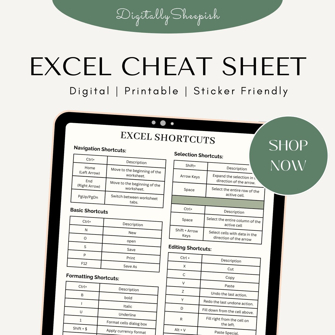 Excel Shortcuts | Excel Cheat Sheet | Excel Shortcuts for Windows ...