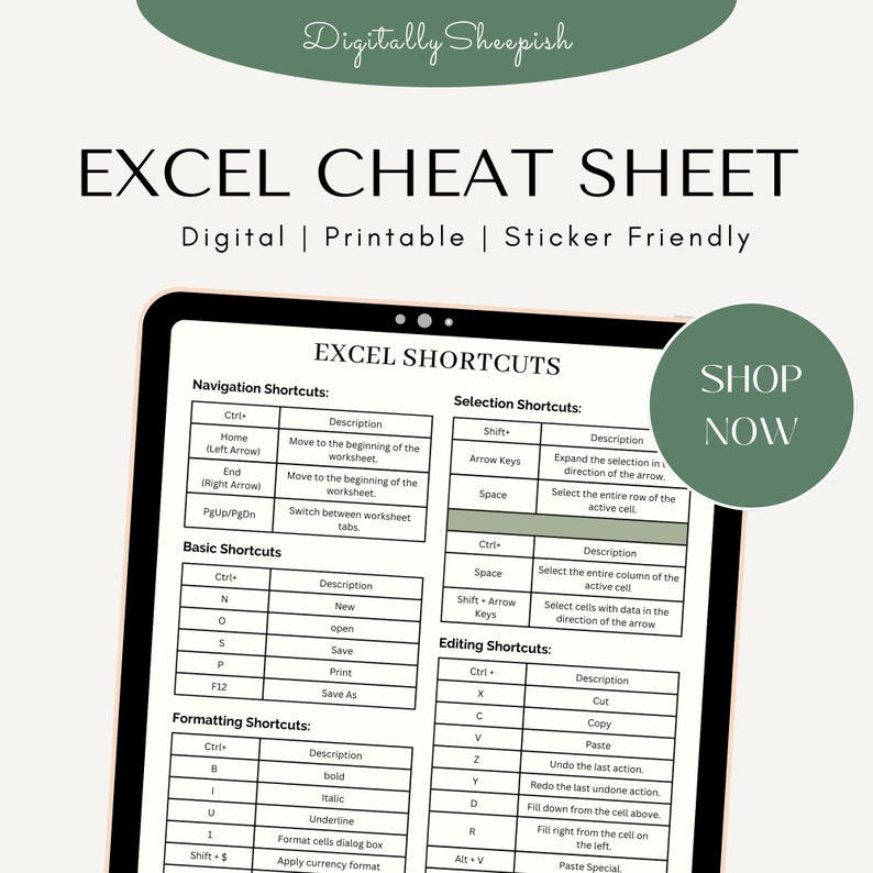 Excel Shortcuts | Excel Cheat Sheet | Excel Shortcuts for Windows ...