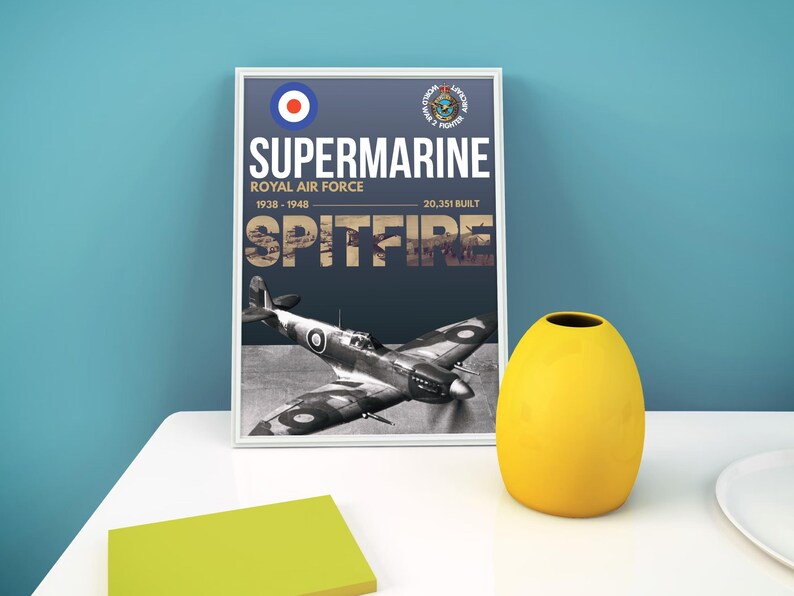 Supermarine Spitfire Poster – WW2 British Fighter Jet – Royal Air Force ...