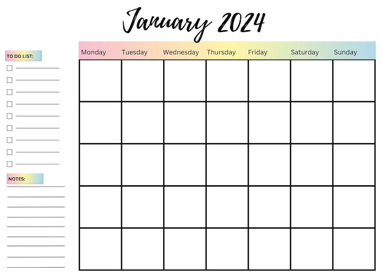 2024 Yearly Planner Printable, Digital Download, A4 Size, A5 Size ...