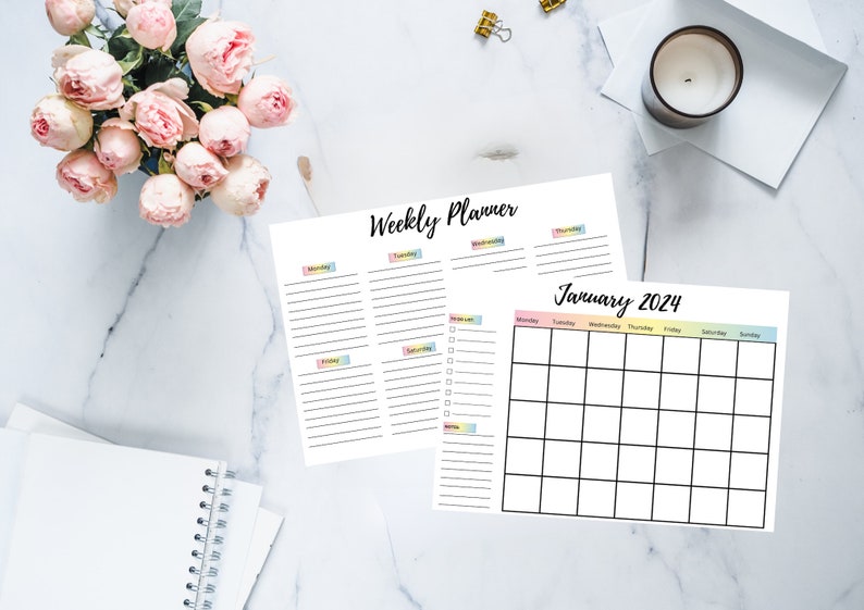 2024 Yearly Planner Printable, Digital Download, A4 Size, A5 Size ...