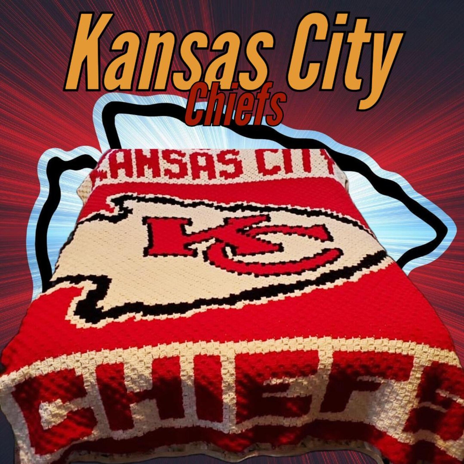 Kansas City Chiefs Crochet Blanket - Full Size - Etsy