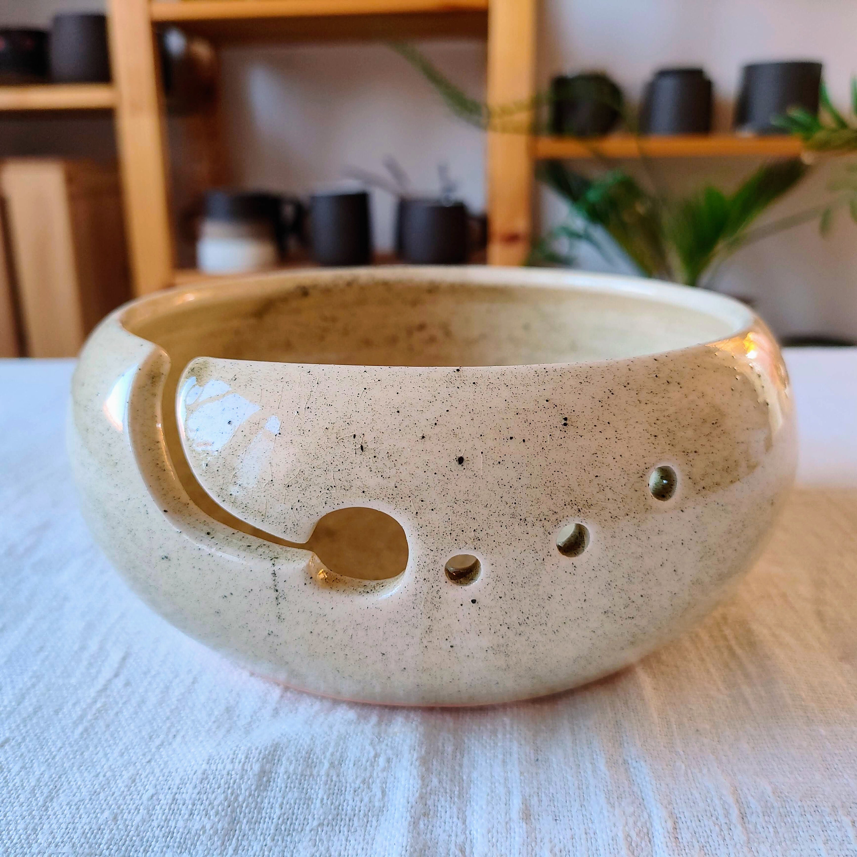 Handcraft Ceramic Yarn Bowl With Holes - Pottery Yarn Holder (MADE TO ...