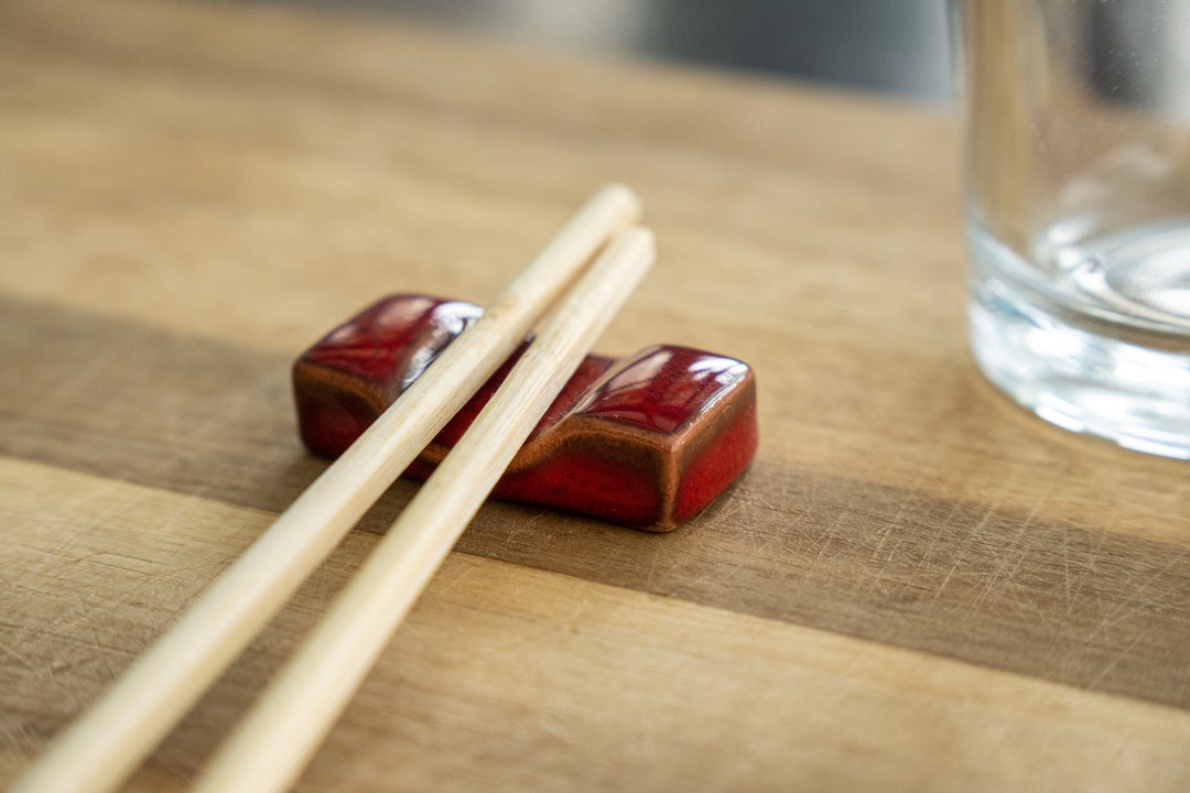 Handmade Ceramic Chopstick Rest Set: Japanese Dinnerware, Desk ...