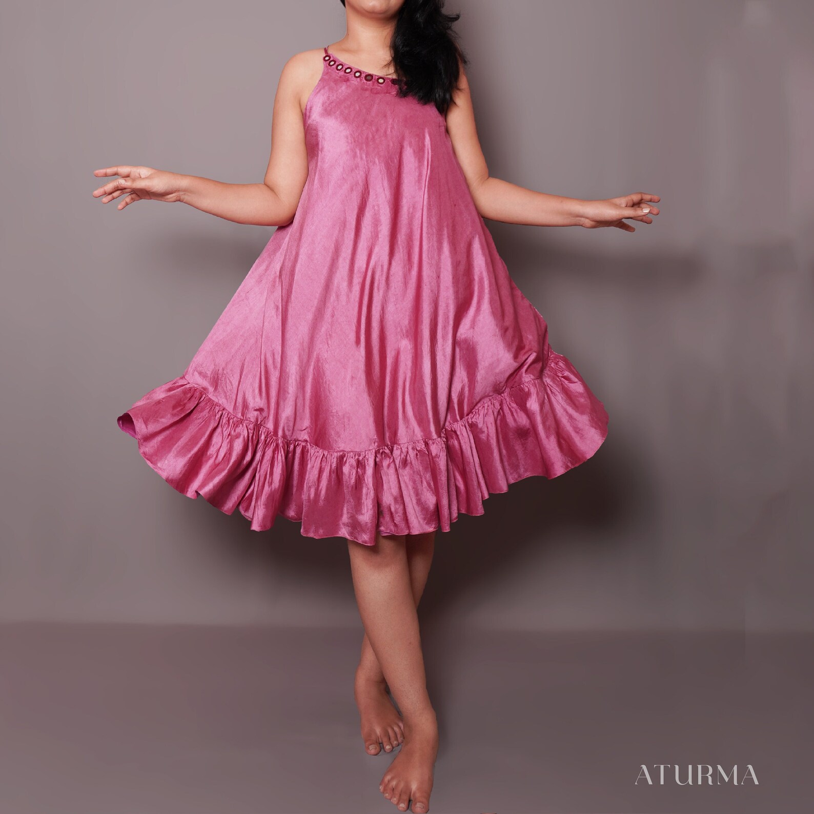 Rosaline Joy Midi Silk Dress 100% Pure Silk-wedding Party Dress ...