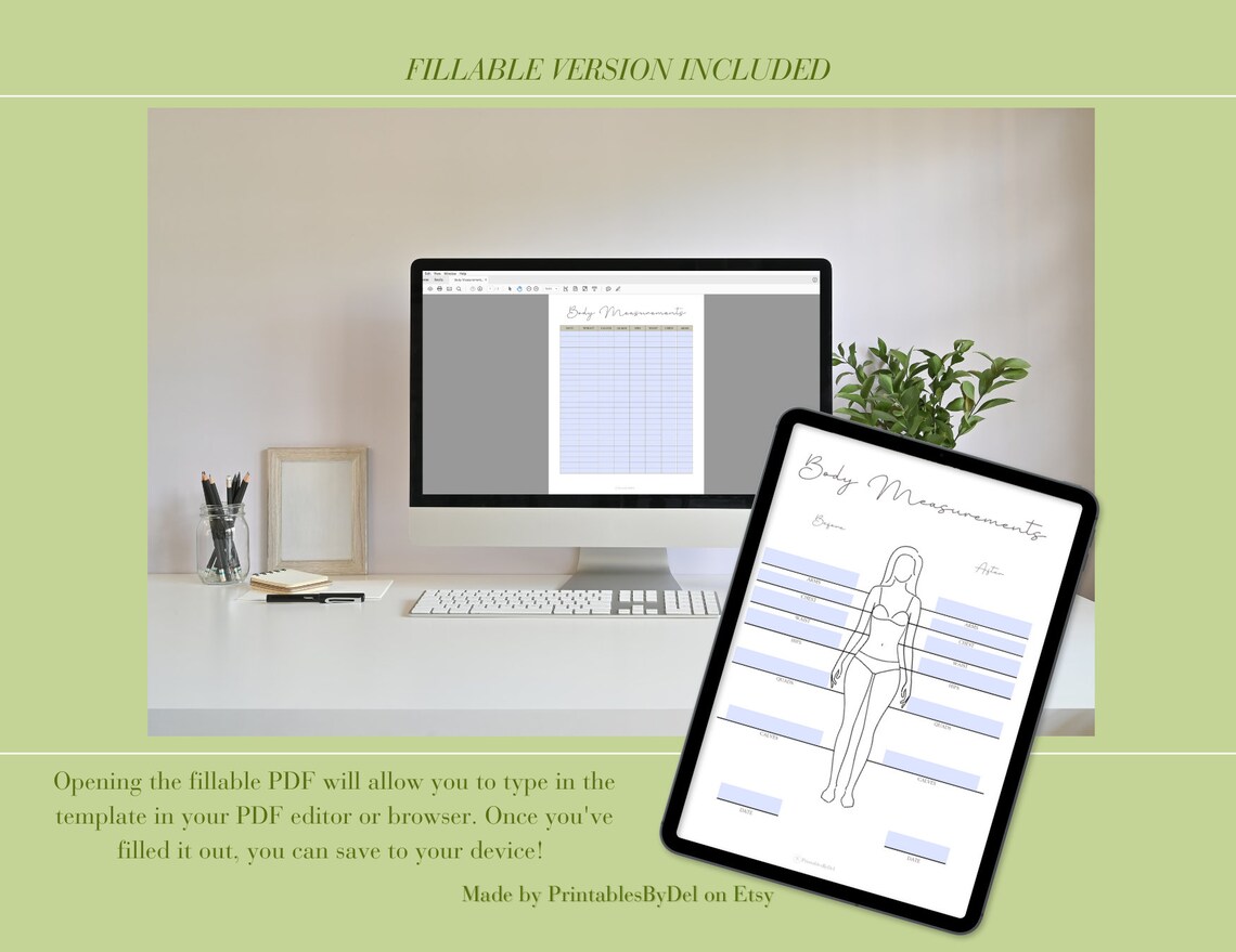 Fitness Tracker Printable, Body Measurement Tracker, Fitness Planner ...