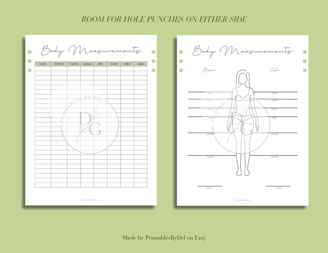 Fitness Tracker Printable, Body Measurement Tracker, Fitness Planner ...