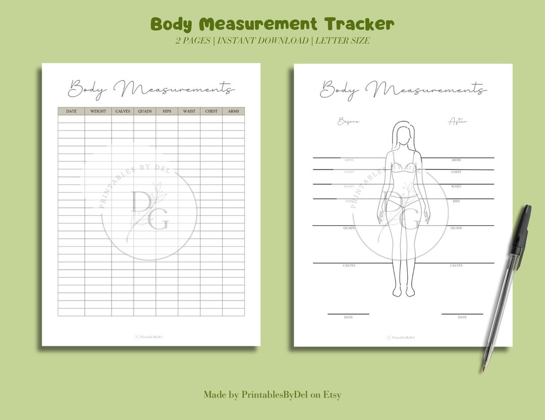 Fitness Tracker Printable, Body Measurement Tracker, Fitness Planner ...