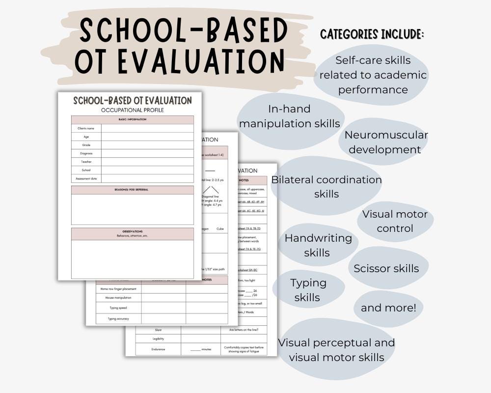School OT Evaluation Template, School-based Occupational Therapy ...