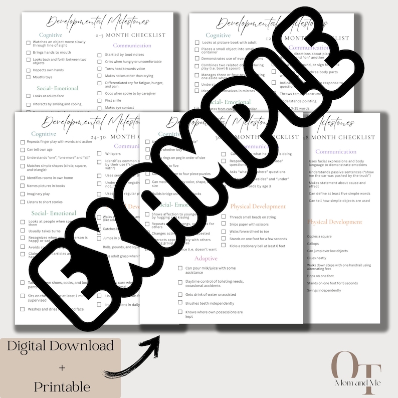 Developmental Milestone Checklist for Children birth to 6 1/2 - Etsy UK