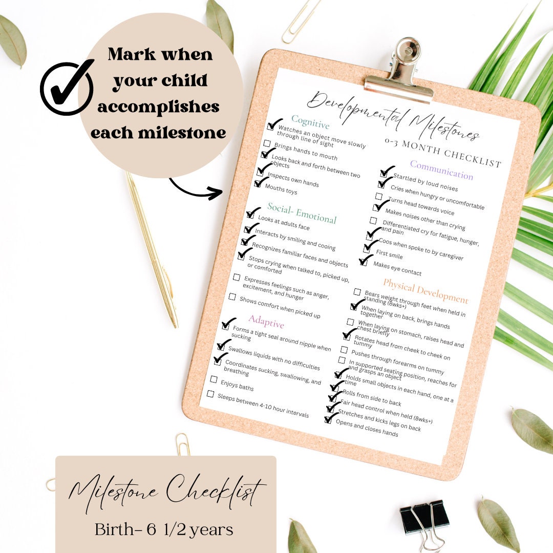Developmental Milestone Checklist for Children (birth to 6 1/2 Years ...
