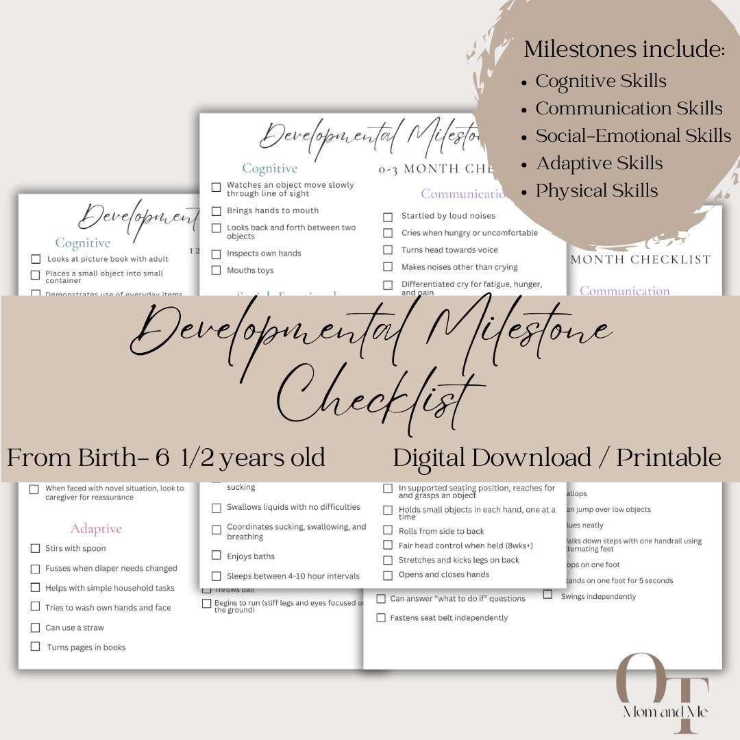 Developmental Milestone Checklist for Children birth to 6 1/2 Years Old ...
