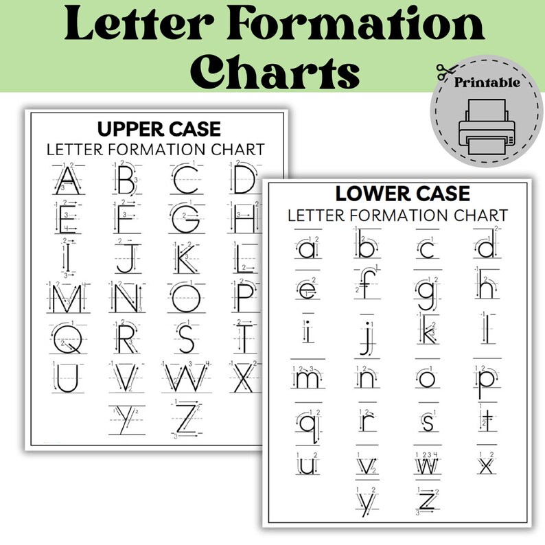 Alphabet Letter Formation Worksheets, Writing Practice, Tracing, Preschool Learning, Handwriting ...